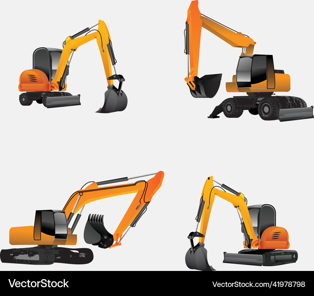 Excavator icons high detailed Royalty Free Vector Image