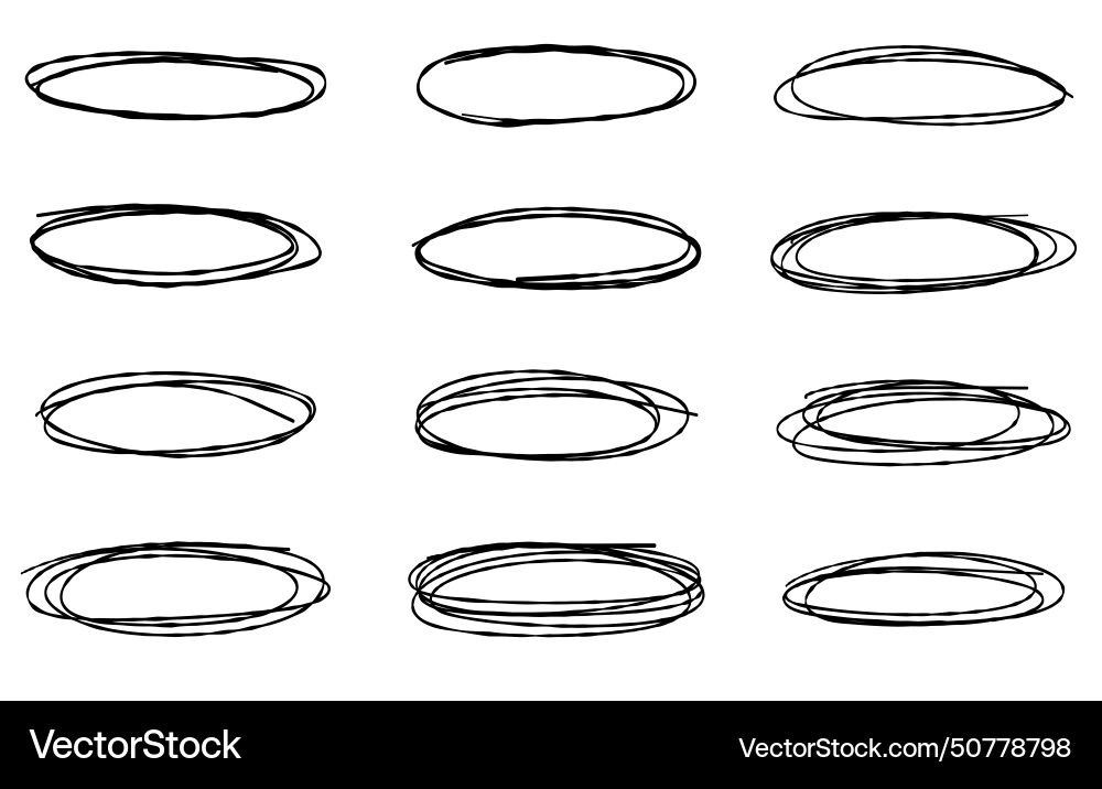 Hand drawn ovals higligt circle frames ellipse Vector Image