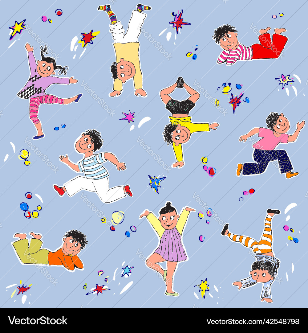 Happy children run and jump Royalty Free Vector Image
