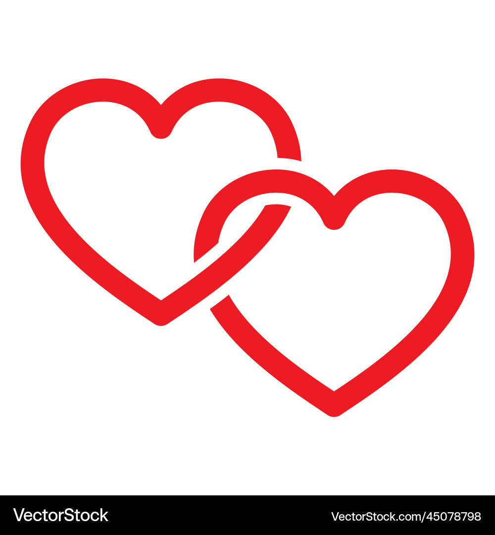 Linked hearts icon loop from two Royalty Free Vector Image