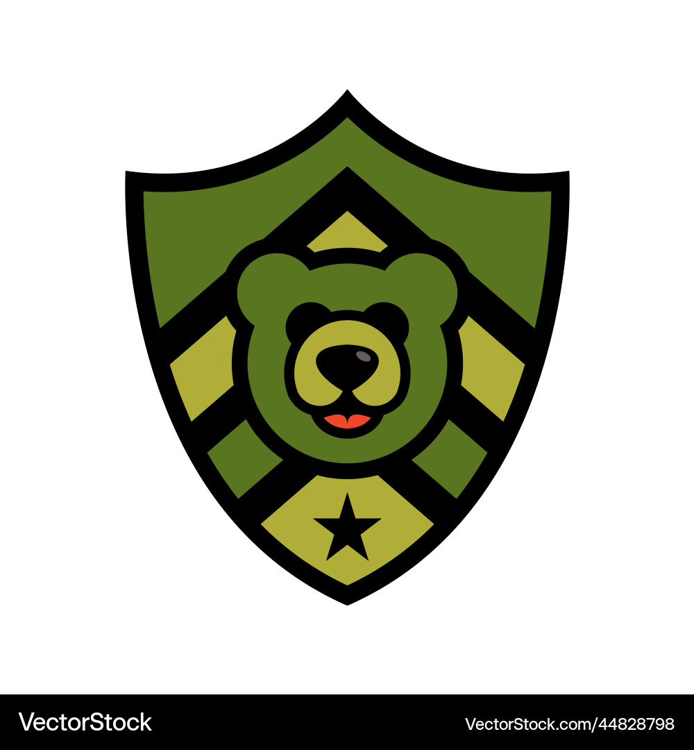 Military bear shield badge label logo design Vector Image