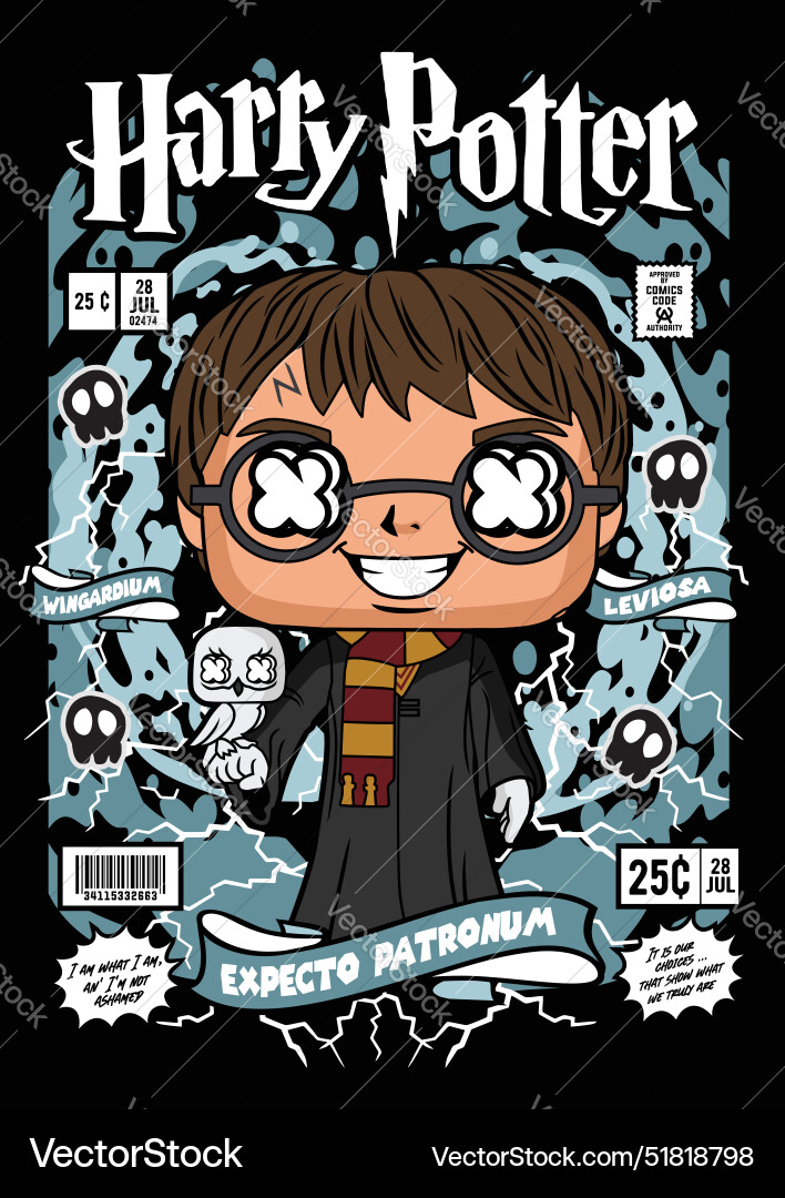 Pop Art Harry Potter Illustration Royalty Free Vector Image