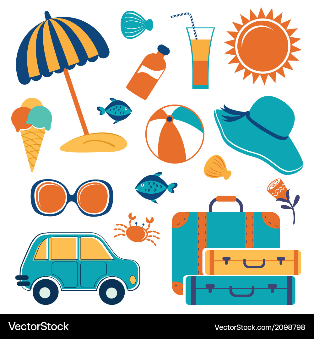 Summer vacation icons Royalty Free Vector Image