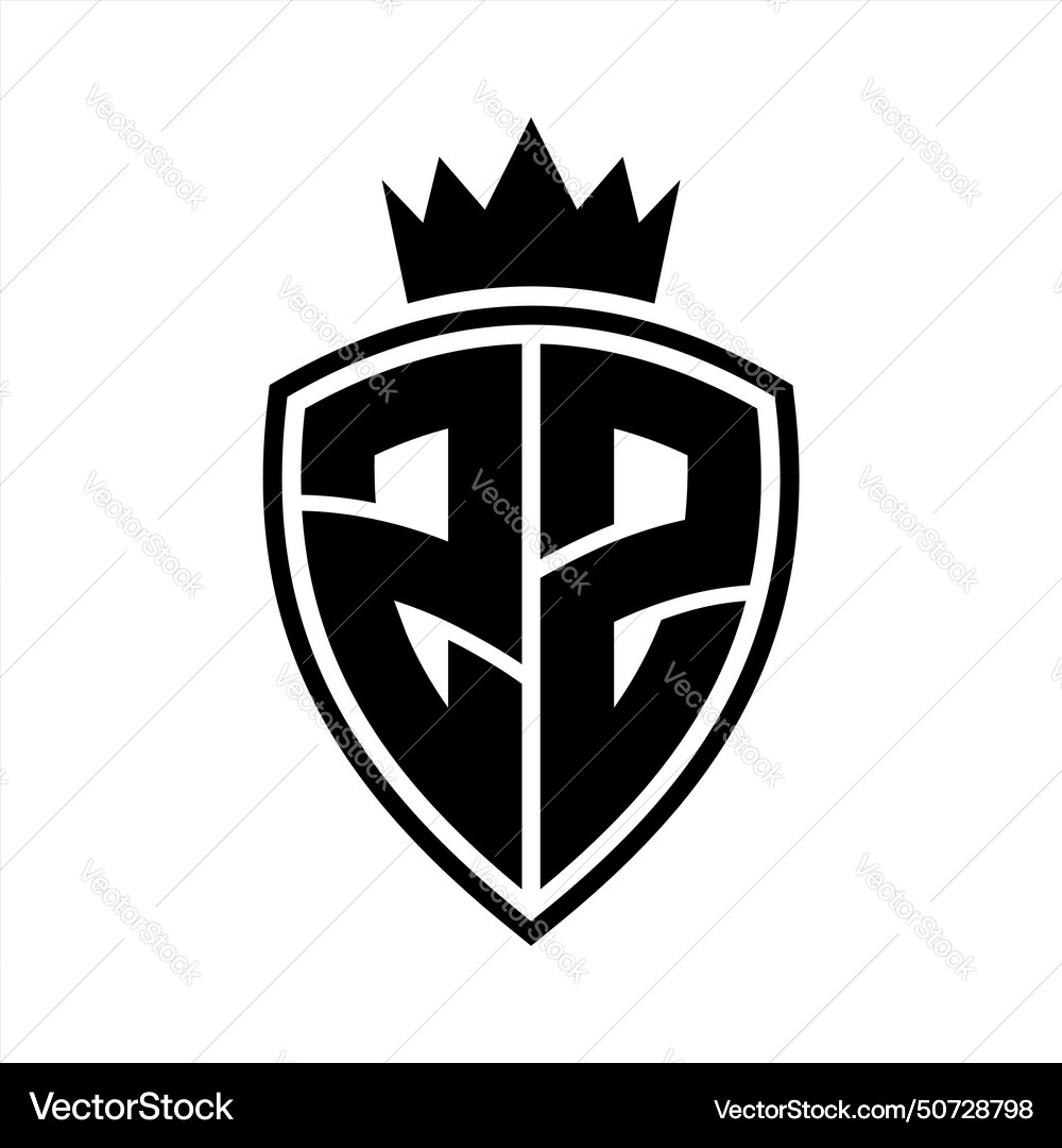 Zz letter monogram shield and crown outline shape Vector Image