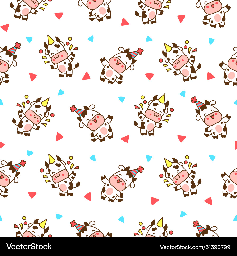 Beautiful cow cartoon character seamless pattern Vector Image