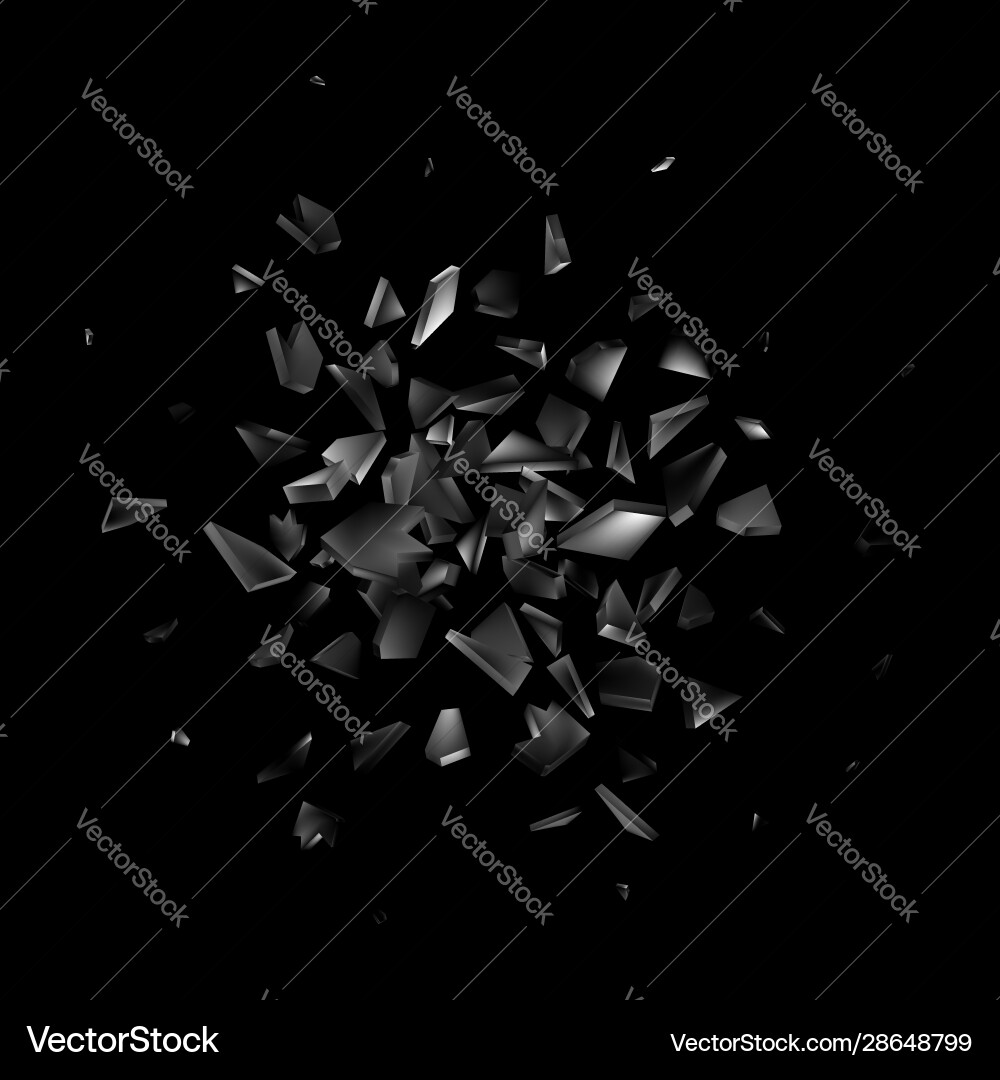Broken shatter glass isolated on black background Vector Image
