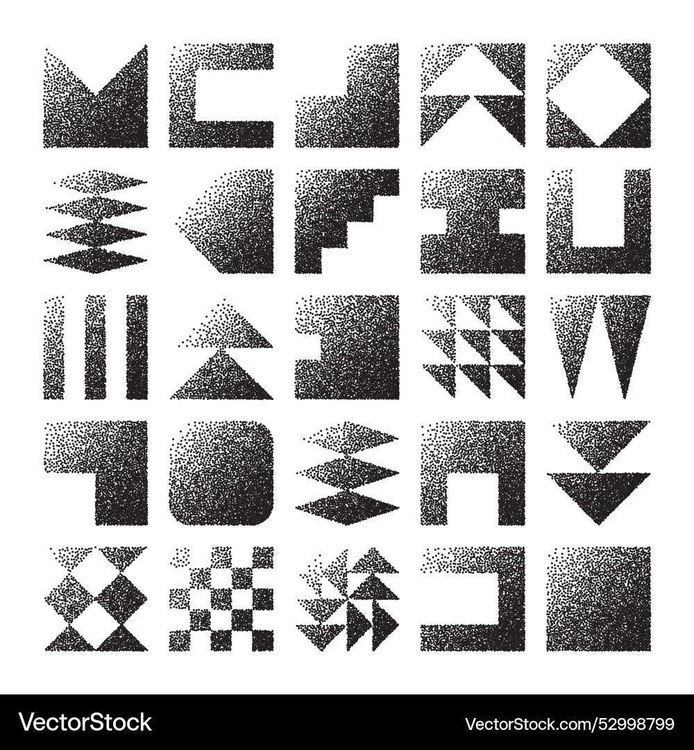 Brutalist geometric shapes dotted objects Vector Image