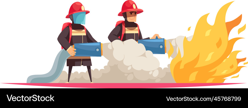 Fighting fire crew composition Royalty Free Vector Image