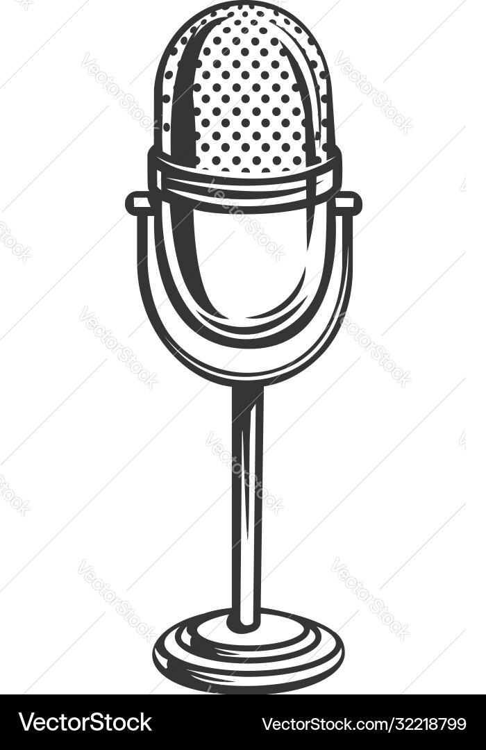 Retro microphone outline icon Royalty Free Vector Image