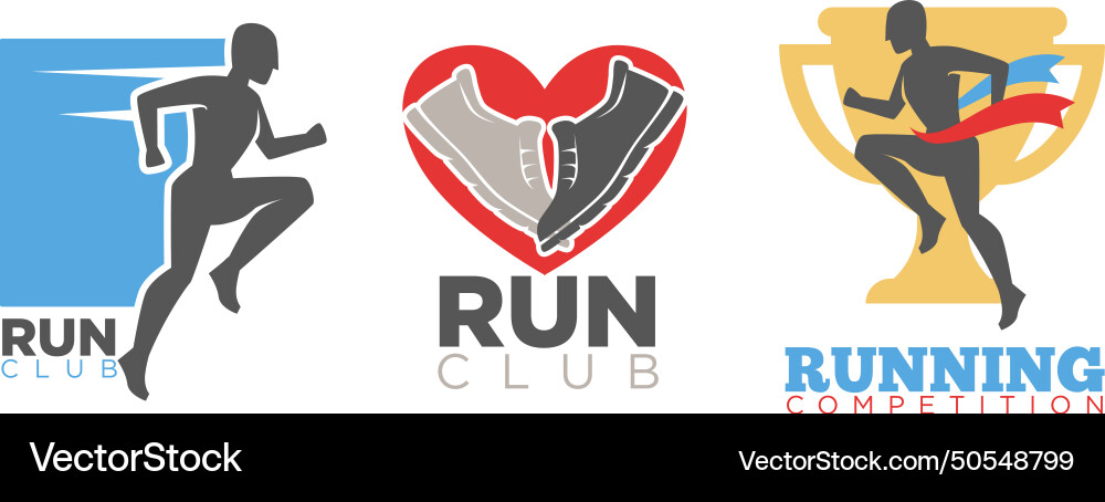 Run club running competition emblem or logotype Vector Image