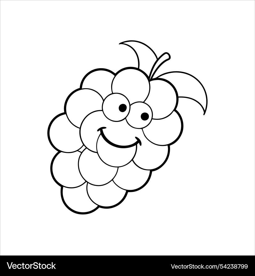 Silly grape cluster cartoon on white Royalty Free Vector