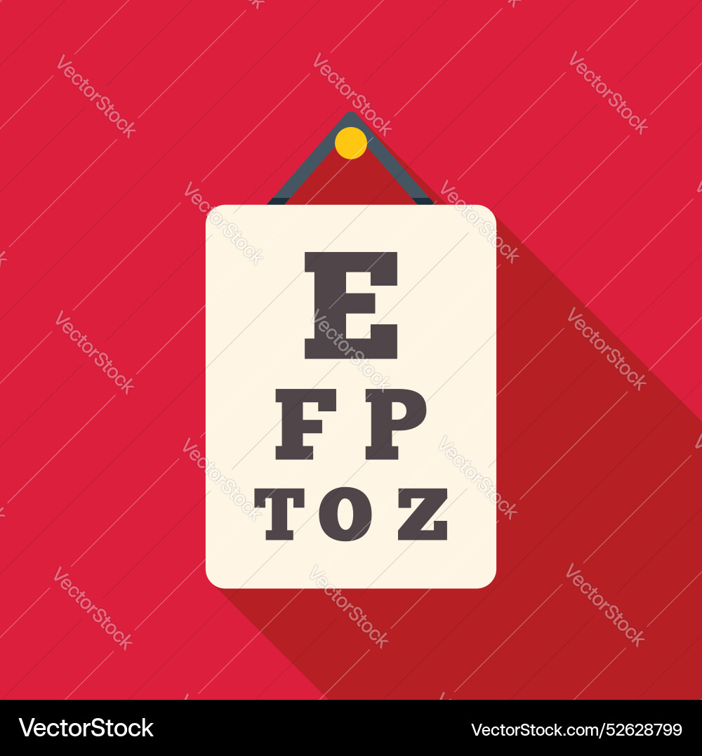 Snellen eye chart hanging on red wall for vision Vector Image