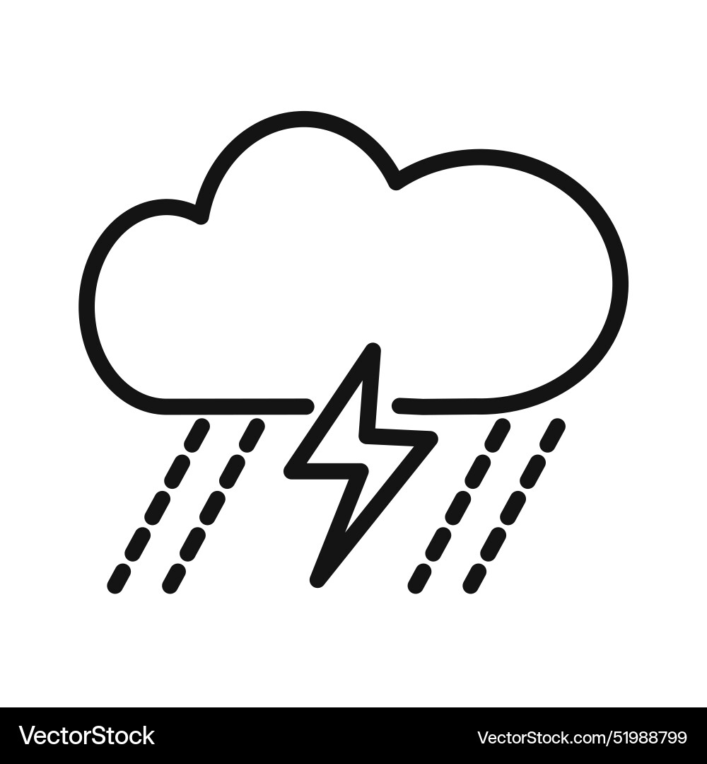 Thunderstorm icon set lightning and rain Vector Image