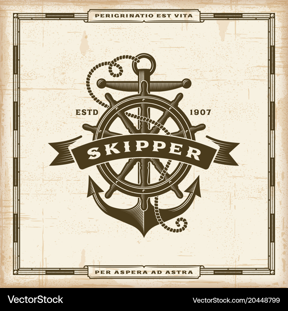 Vintage Skipper Label - Nautical Theme Royalty Free Vector