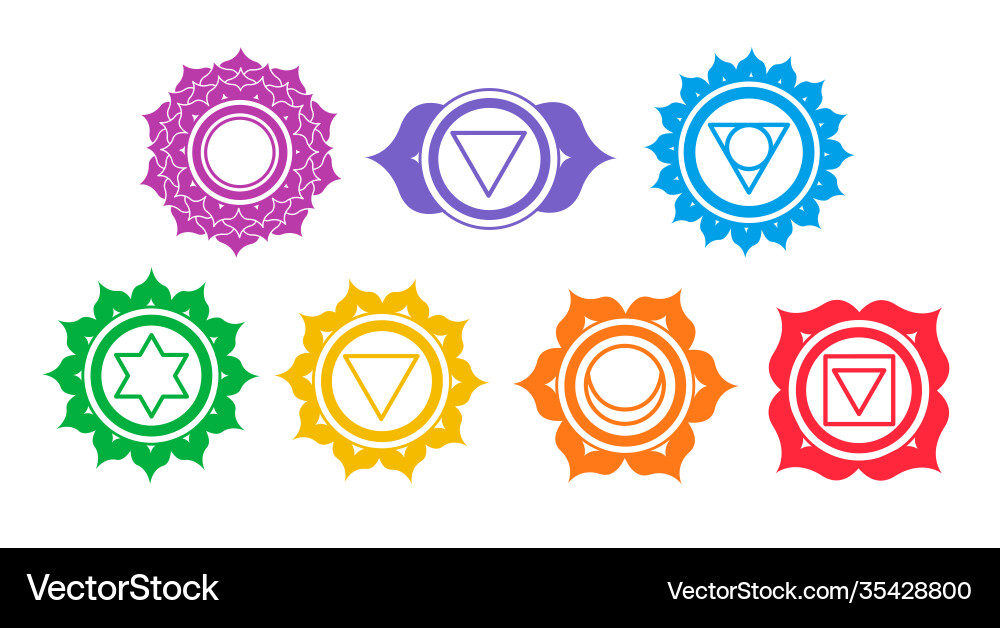 Chakra Symbol Set Royalty Free Vector Image - VectorStock
