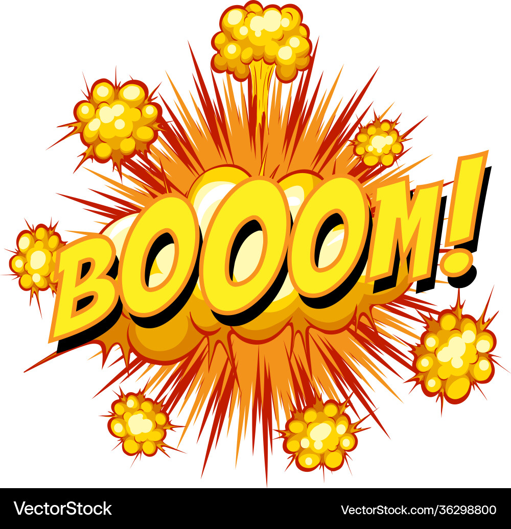 Comic speech bubble with boom text Royalty Free Vector Image