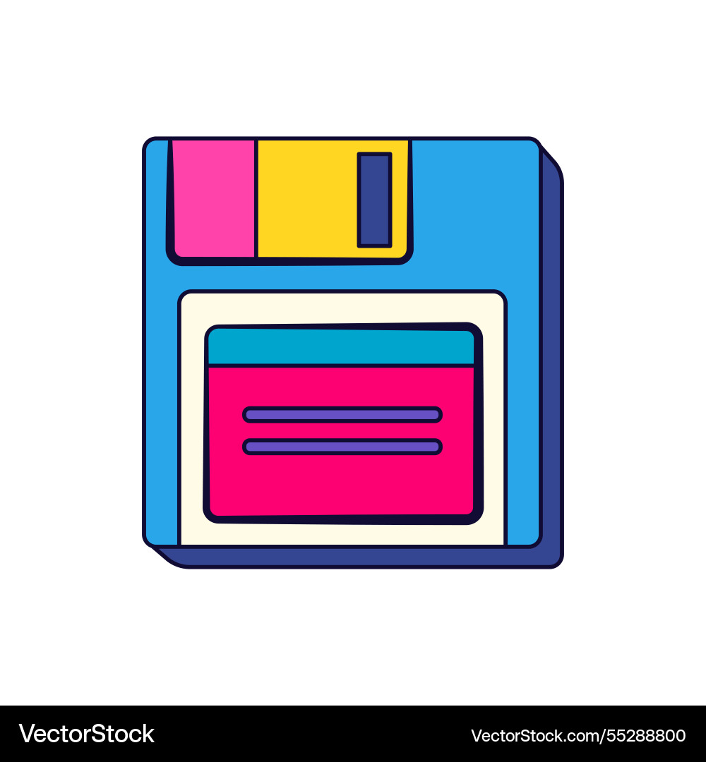 Diskette icon retro floppy drive save Royalty Free Vector