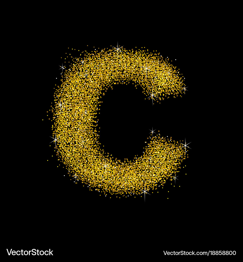 Gold dust font type letter c Royalty Free Vector Image