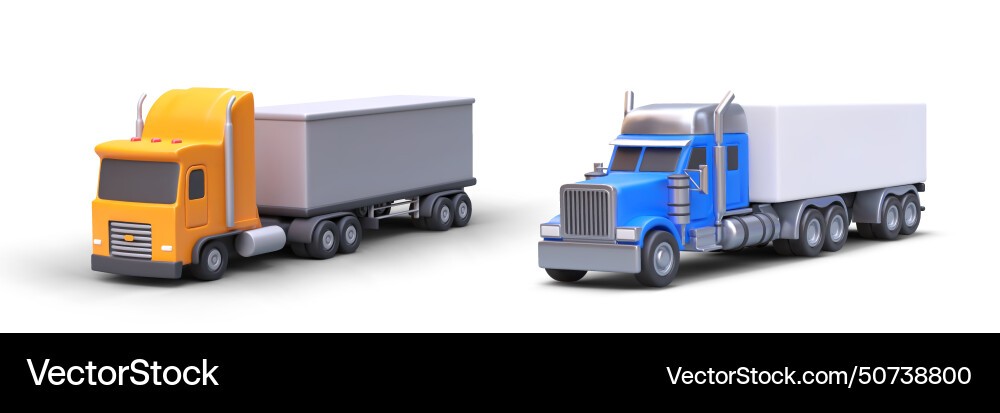 Realistic trucks with different types of cabs cab Vector Image