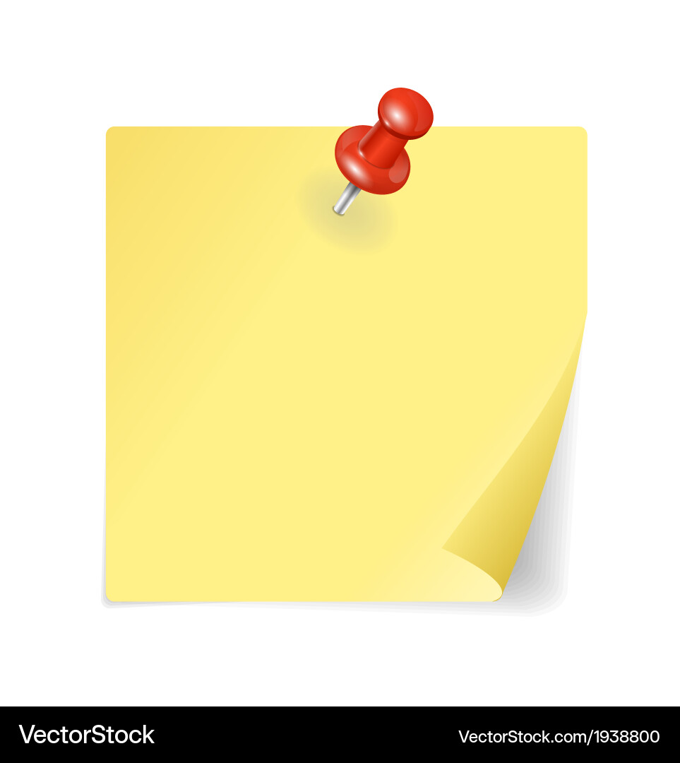 Yellow sticker and red pin Royalty Free Vector Image