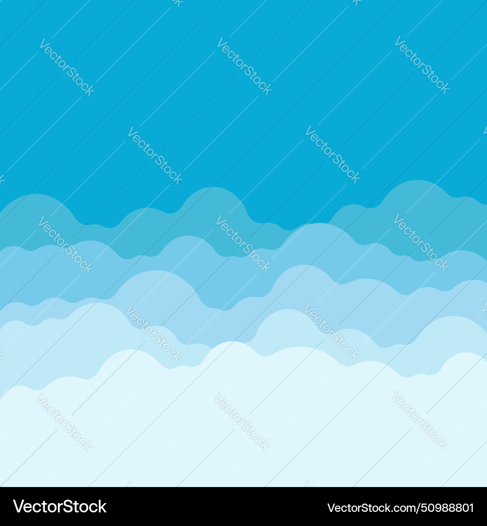 Blue sky with white clouds in flat style airy Vector Image