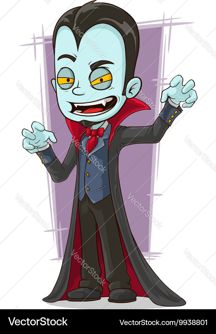 Cartoon scary vampire with canines Royalty Free Vector Image