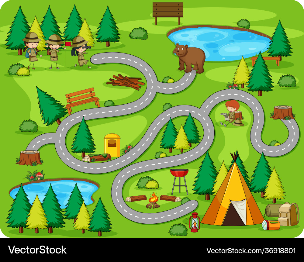 Cute cartoon maze game template Royalty Free Vector Image