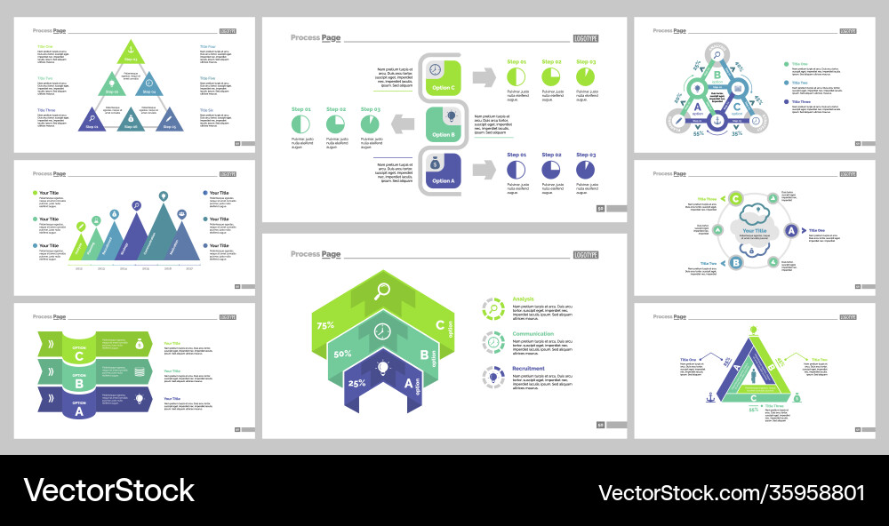 Eight marketing slide templates set Royalty Free Vector