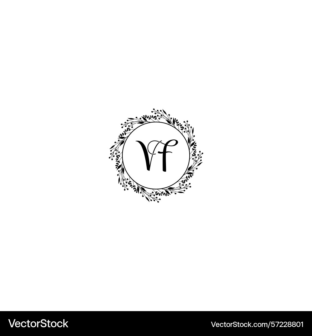 Floral handwritten monogram logos with vf initials
