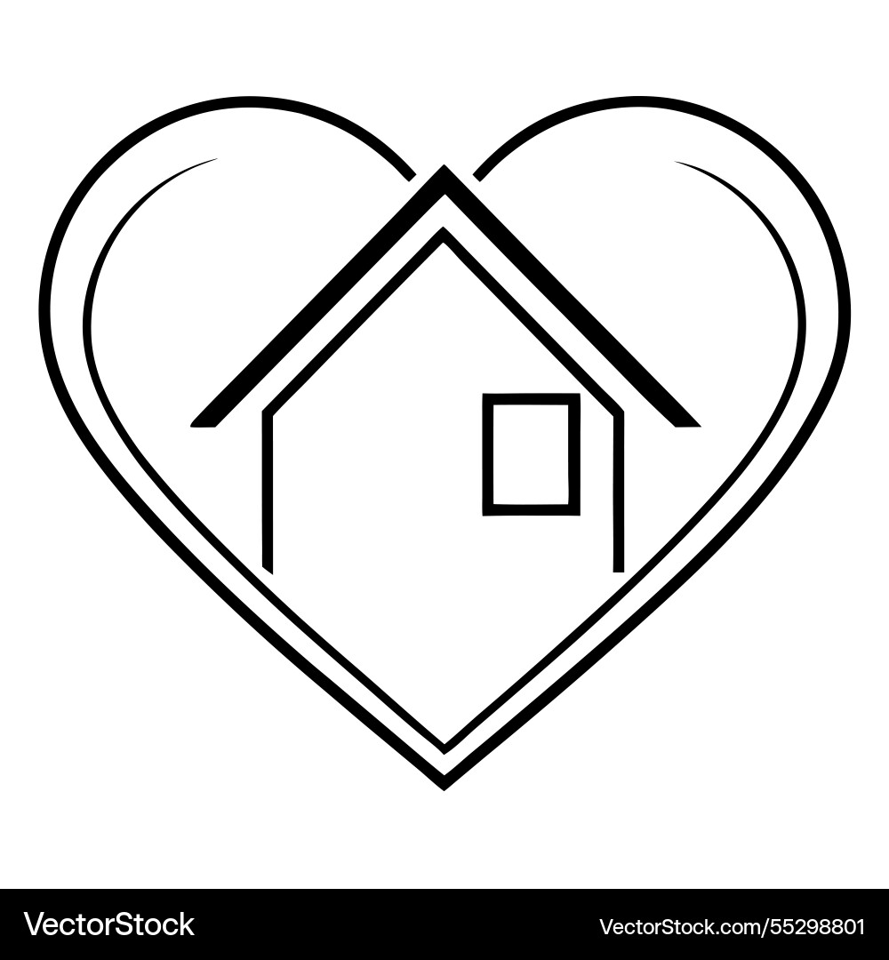 Minimalist icon heart shape house silhouette Vector Image
