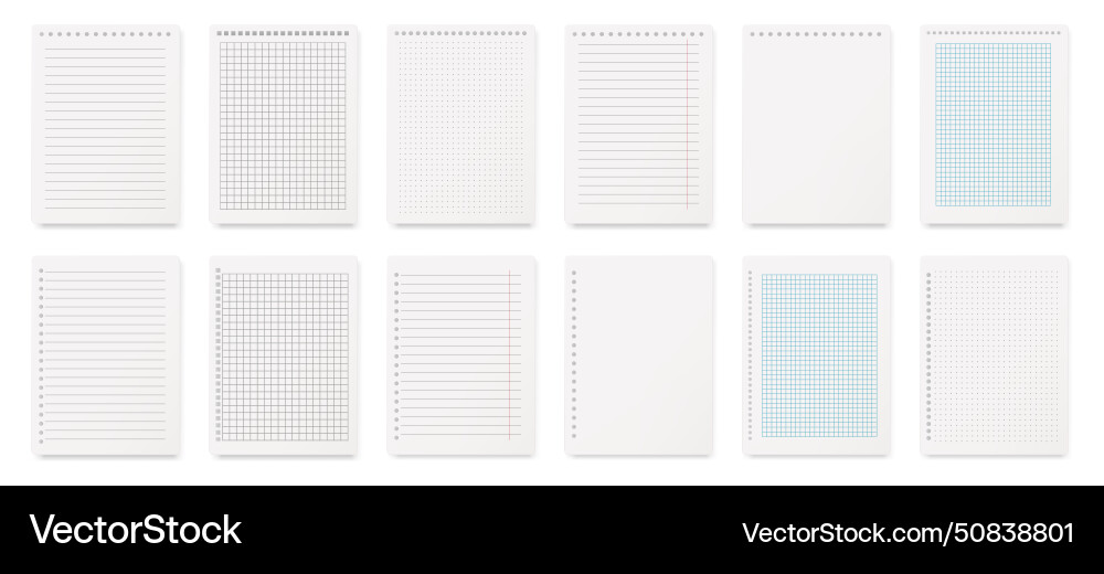 Realistic planners or notebooks sheets pages Vector Image