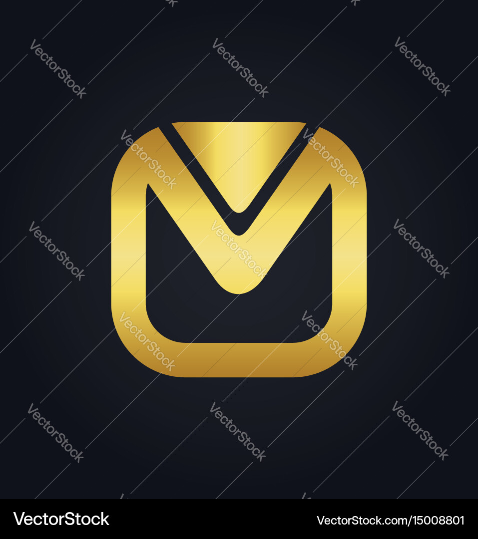 Square letter m gold logo Royalty Free Vector Image