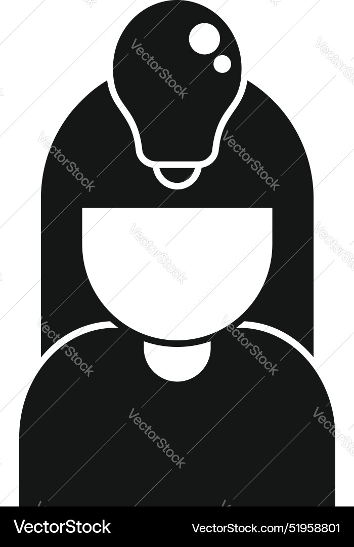 Young woman having a great idea light bulb icon Vector Image