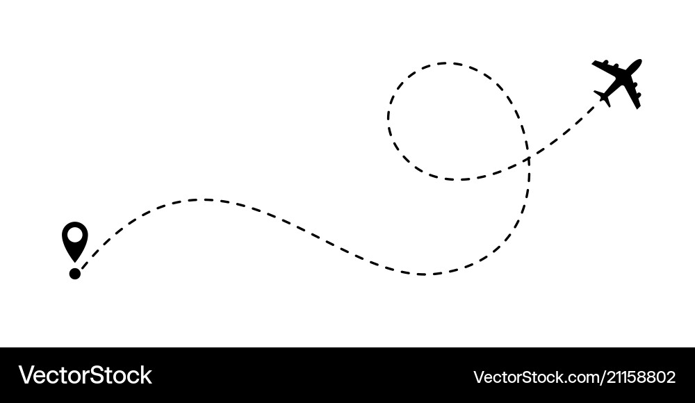 Airplane path air plane route line Royalty Free Vector Image