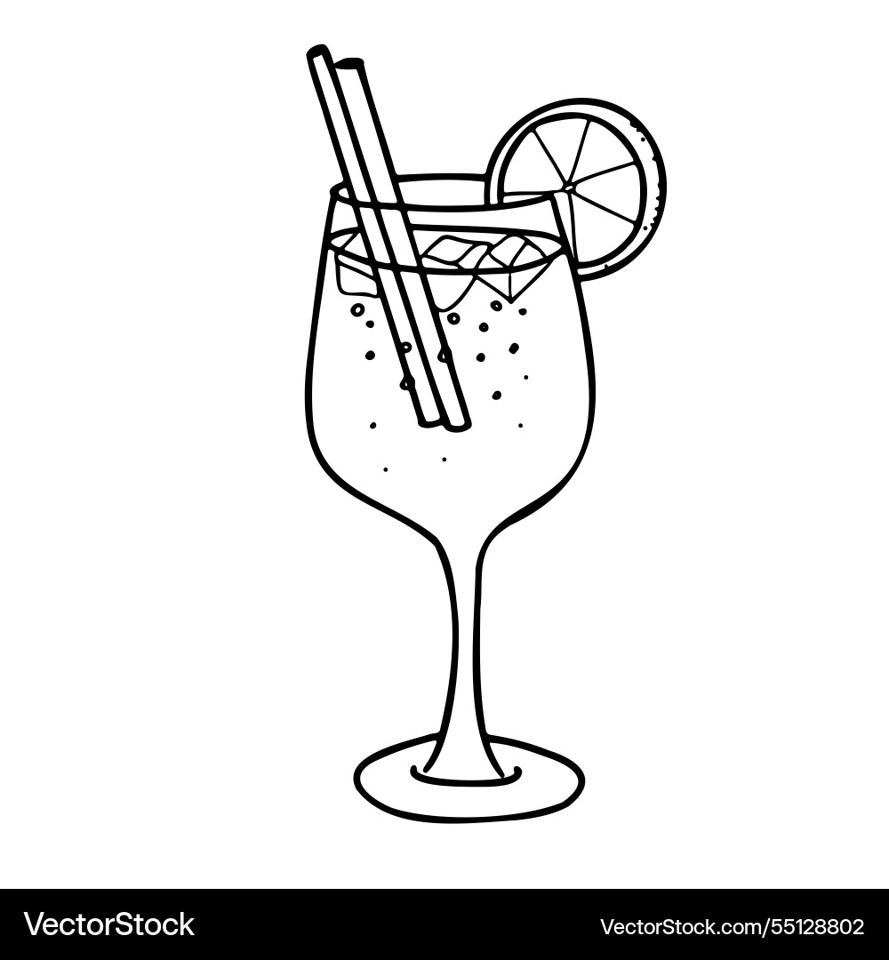 Aperol spritz cocktail hand drawn Royalty Free Vector Image