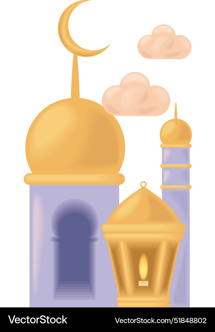 Arabic mosque and golden lantern Royalty Free Vector Image
