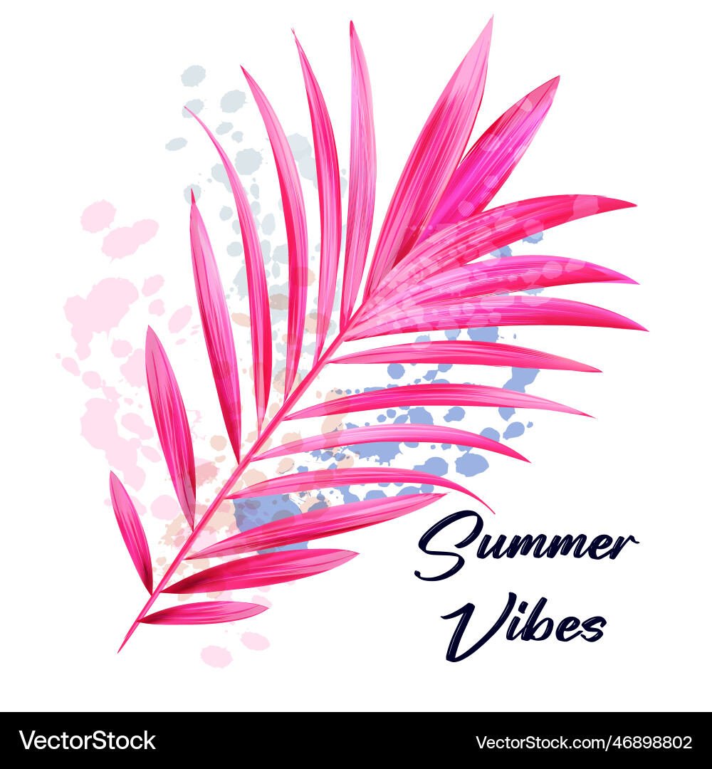 Beautiful tropical pink palm leaf Royalty Free Vector Image