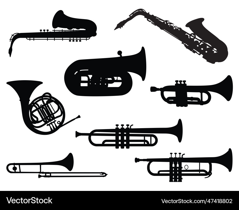 Instruments silhouette bundle Royalty Free Vector Image