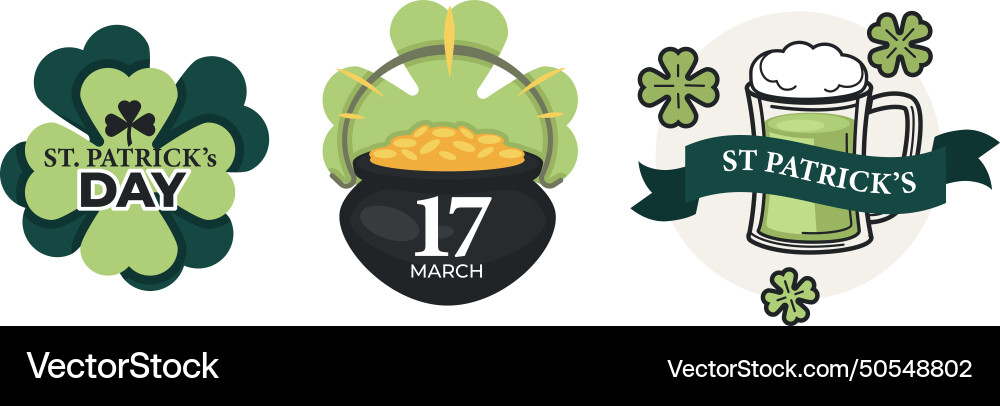 Irish saint patricks day symbols emblem or logo Vector Image
