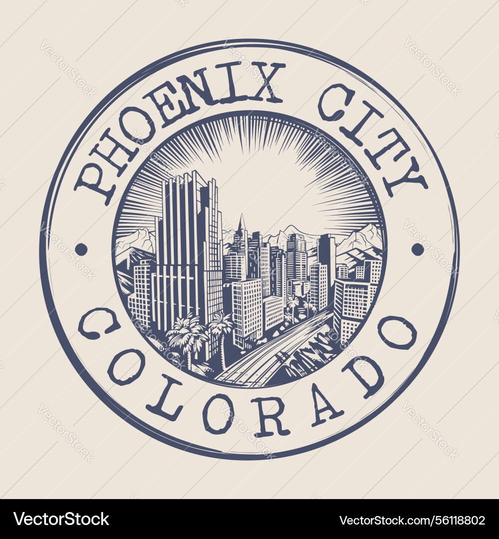 Phoenix az usa stamp skyline Royalty Free Vector Image