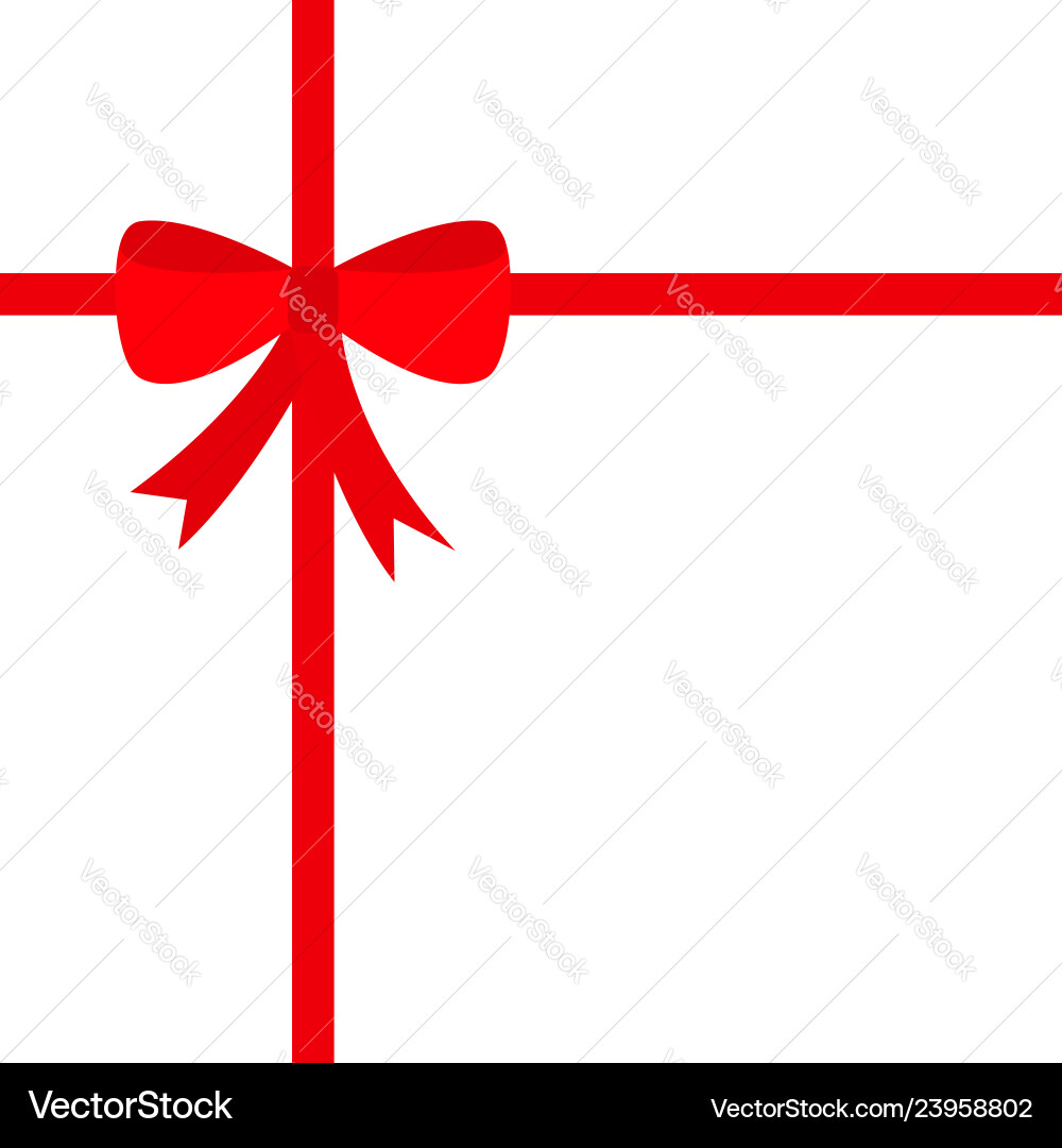 Red ribbon with christmas bow icon gift box Vector Image
