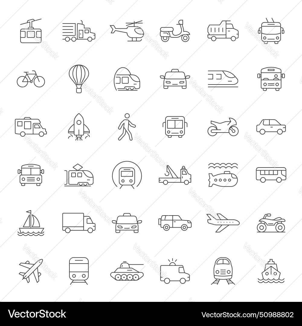 Transport icons set in flat style transportation Vector Image