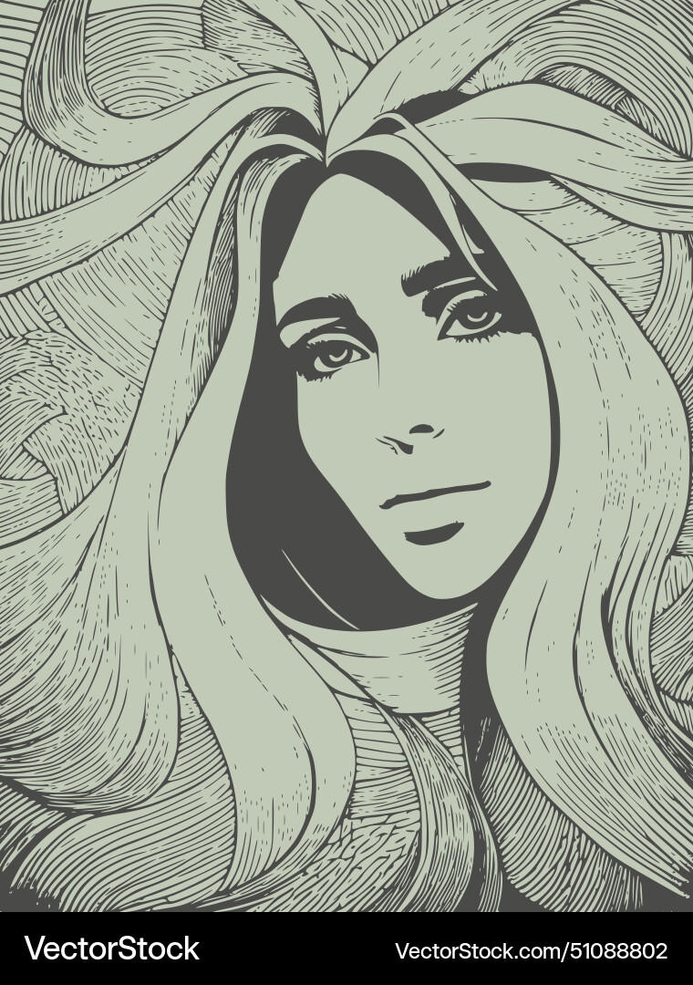 Young woman face front view in low key style Vector Image