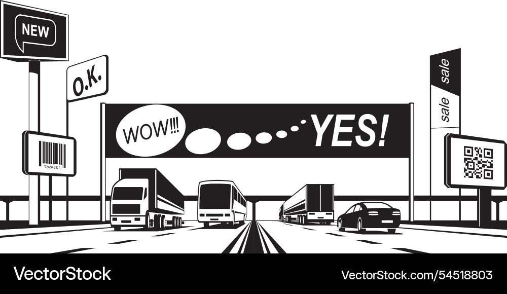 Advertising panels on the highway Royalty Free Vector Image