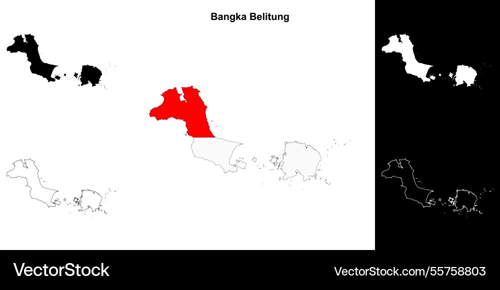Bangka belitung outline map Royalty Free Vector Image