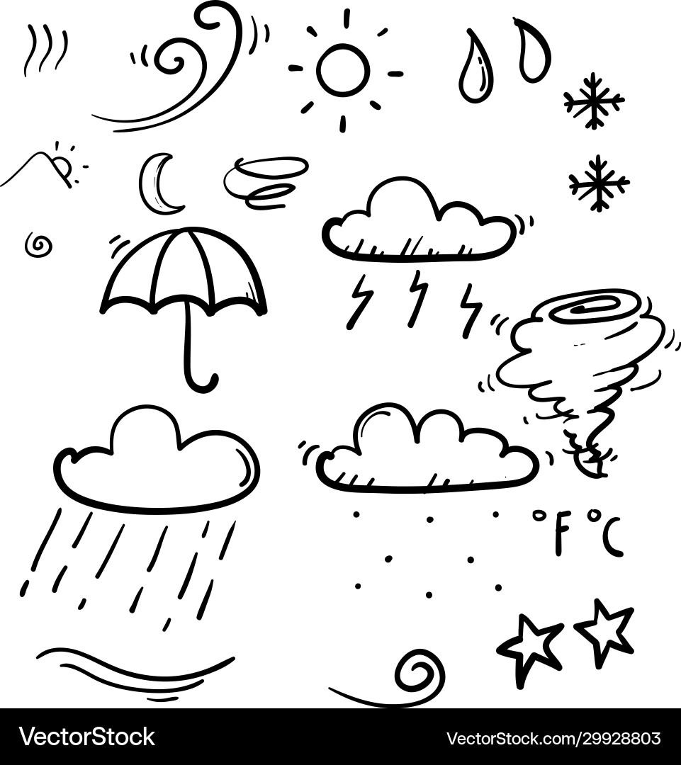 Hand drawn doodle weather element cartoon style Vector Image