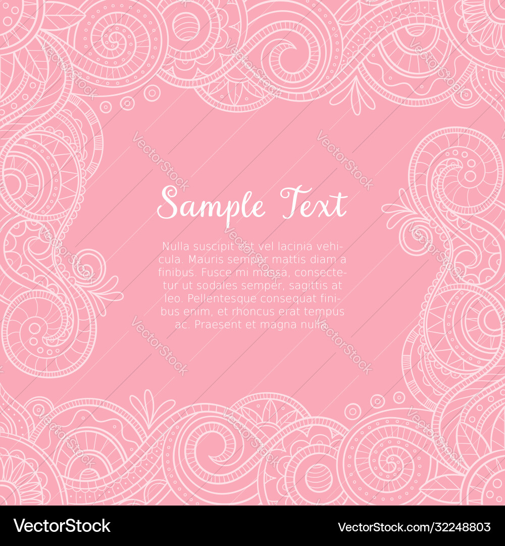 Hand drawn lace pattern frame Royalty Free Vector Image