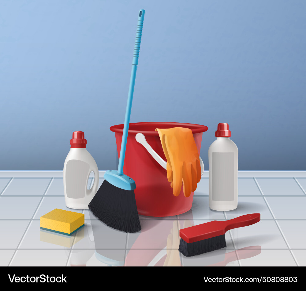Household cleaning products concept Royalty Free Vector