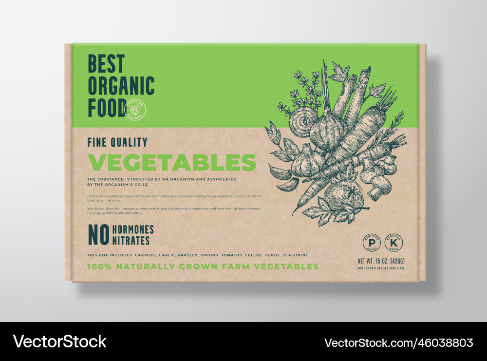 Organic vegetables packaging label design Vector Image