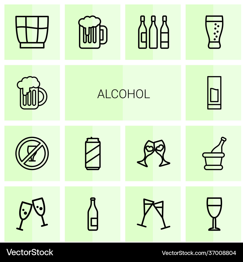 14 alcohol icons Royalty Free Vector Image - VectorStock